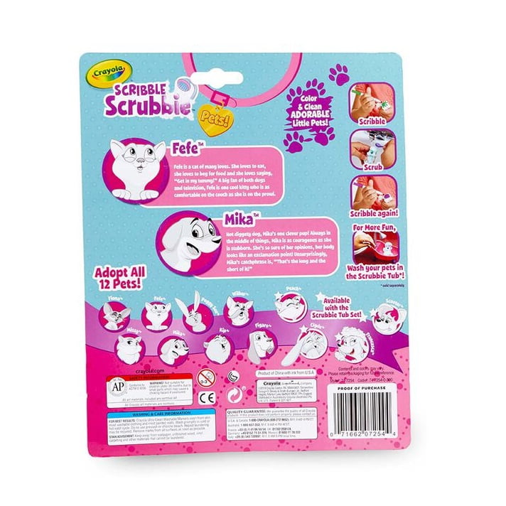 Crayola Scribble Scrubbie Pets Dog & Cats (Set of 2 with Markers ...