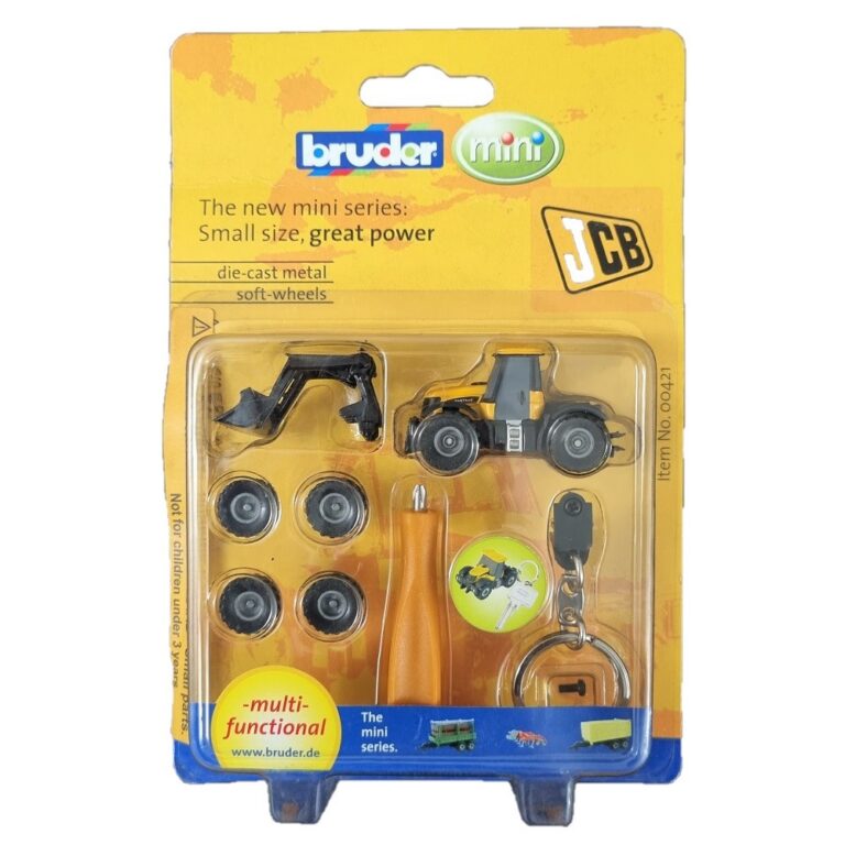 Bruder Mini Diecast JCB Fastrac 3220 with Keyring, Frontloader, Twin ...