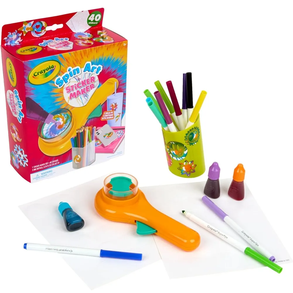 Crayola Spin Art Sticker Maker Machine, Create 40 Custom Stickers ...